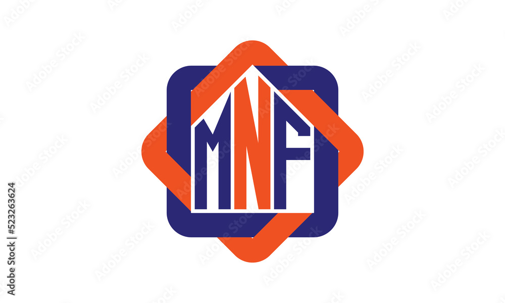 MNF three letter real estate logo with home icon logo design vector ...