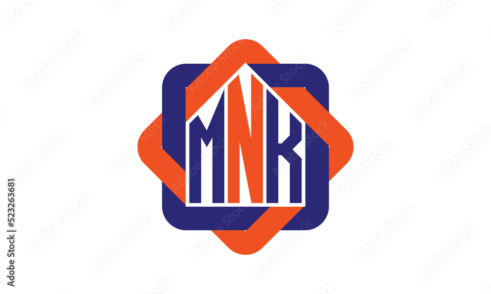 MNK three letter real estate logo with home icon logo design vector ...