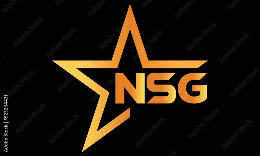 NSG golden luxury star icon three letter logo design vector template ...