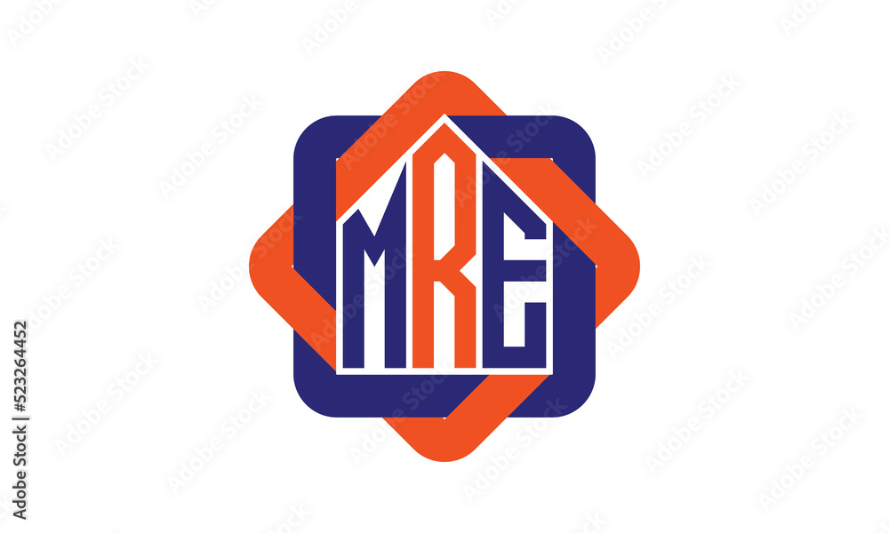MRE three letter real estate logo with home icon logo design vector ...