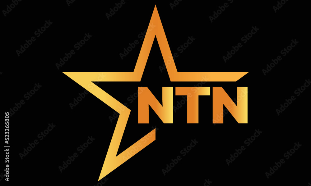 NTN golden luxury star icon three letter logo design vector template ...