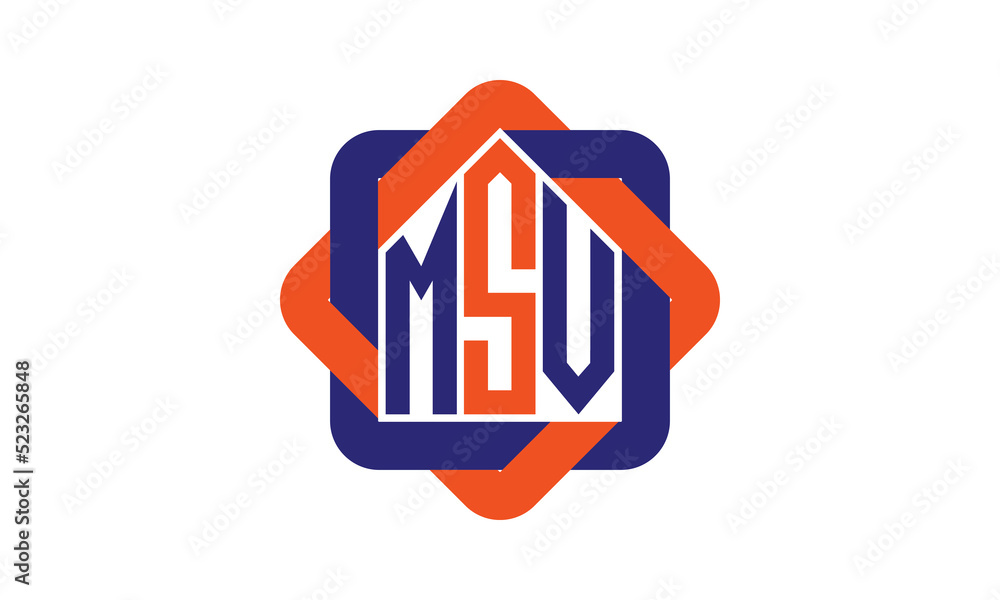 MSV three letter real estate logo with home icon logo design vector ...