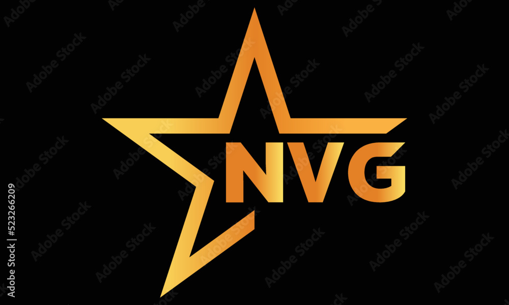 NVG golden luxury star icon three letter logo design vector template ...