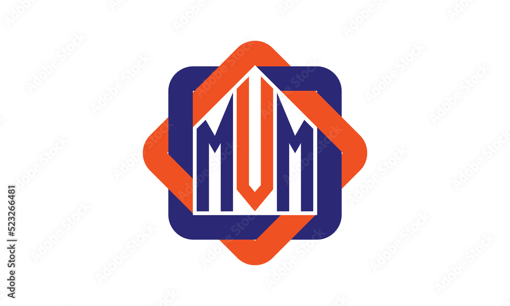 MVM three letter real estate logo with home icon logo design vector ...