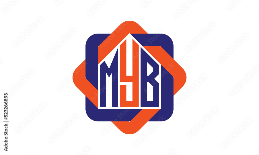 MYB three letter real estate logo with home icon logo design vector ...
