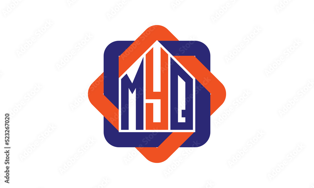 MYQ three letter real estate logo with home icon logo design vector ...