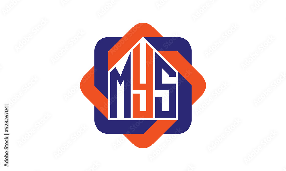 MYS three letter real estate logo with home icon logo design vector ...