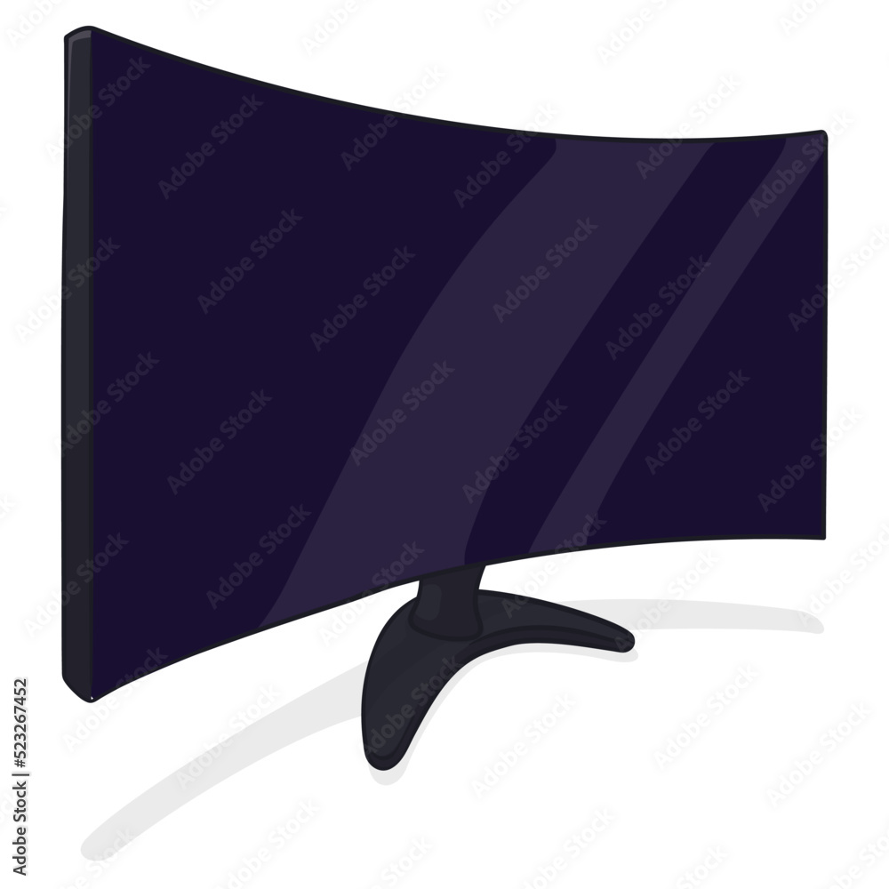 Ultrawide and curved computer monitor in cartoon style, Vector ...