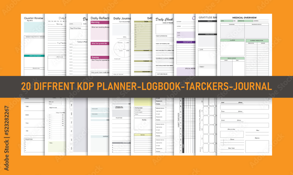 Kdp Interior design bundle ,daily planner, journal, sheets, work out ...