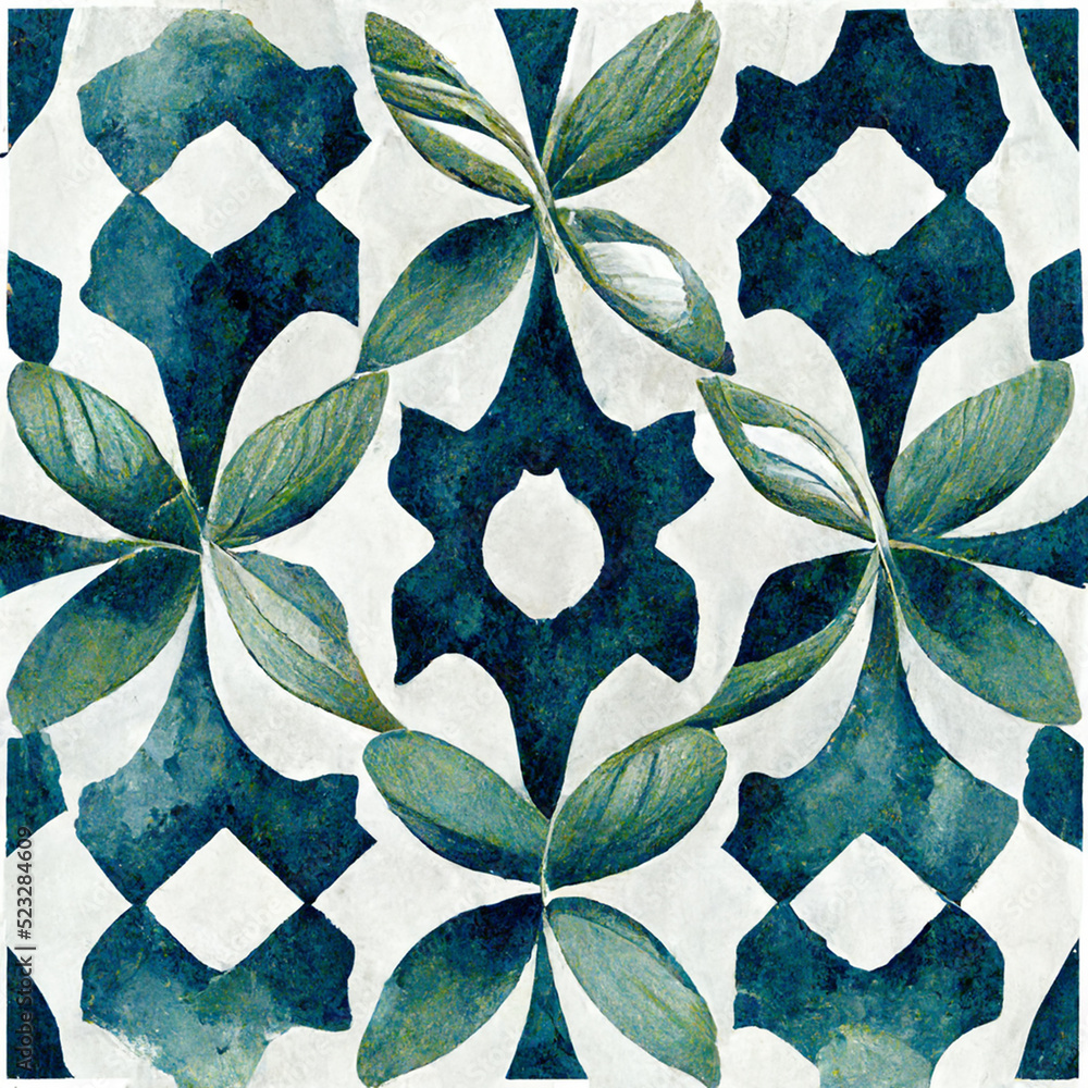 Watercolor, Decorative, Mediterranean patterns in monochrome red, tiles ...
