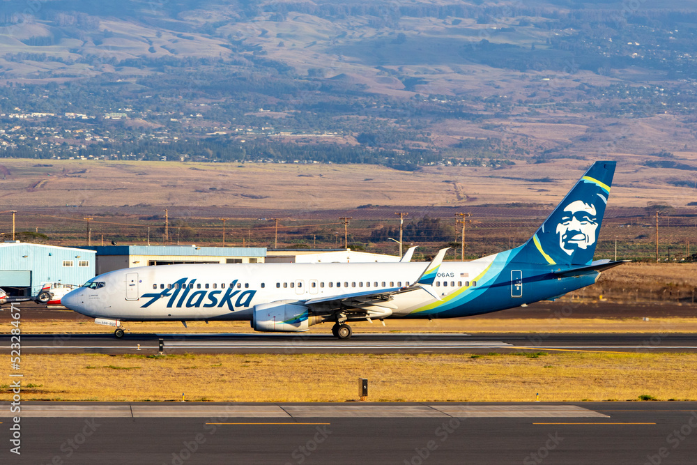 Alaska Airlines Boeing 737 Taking Off from Kahului Airport on Maui ...