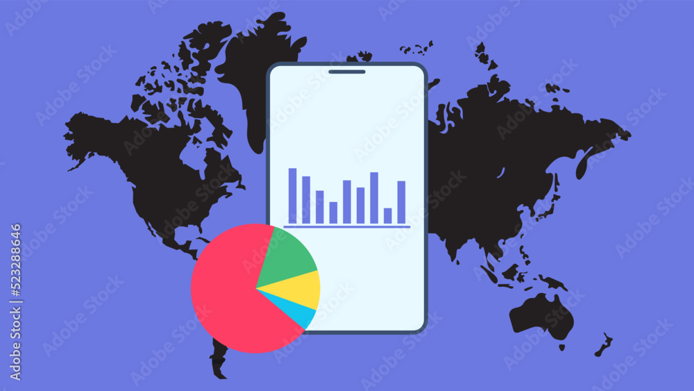 Smartphone showing charts and graph, analysis business accounting ...