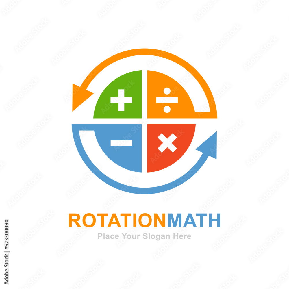 Rotation math with circle arrow vector logo template. Suitable for ...