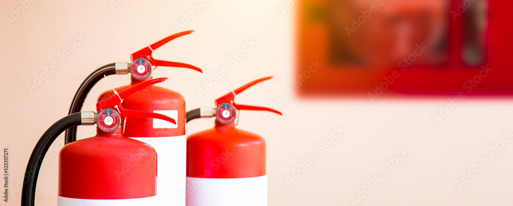 Red fire extinguisher tank for protection and prevent and safety rescue ...