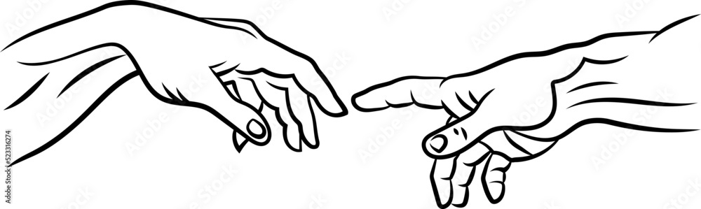 Michelangelo Buonarroti - The Creation of Adam. Part, replica, hands ...