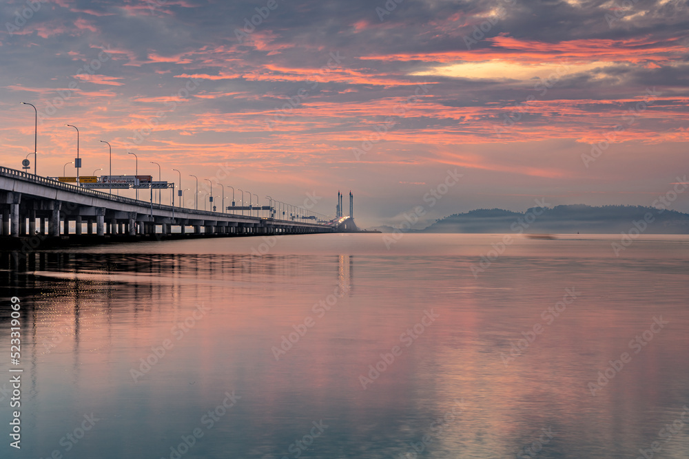 Sunrise shoot under the Penang Bridge. Penang bridges are crossings ...