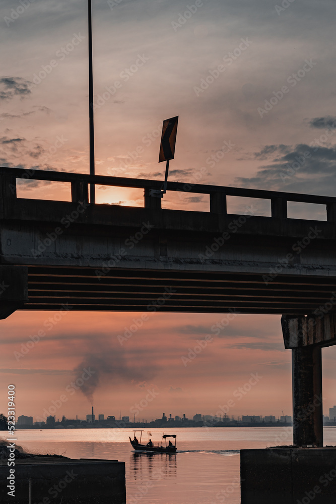 Sunrise shoot under the Penang Bridge. Penang bridges are crossings ...