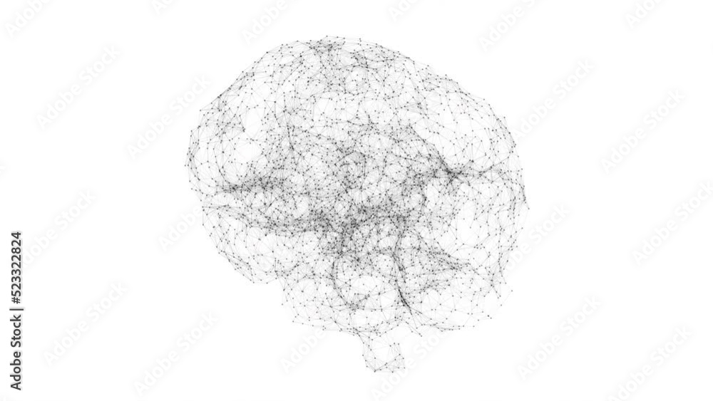 Artificial Intelligence - wireframe Network brain on white background ...