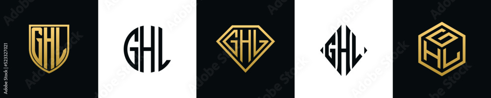 Initial letters GHL logo designs Bundle. This collection incorporated ...