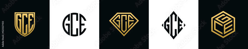 Initial letters GCE logo designs Bundle. This collection incorporated ...