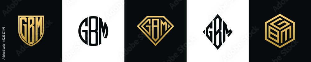 Initial letters GBM logo designs Bundle. This collection incorporated ...