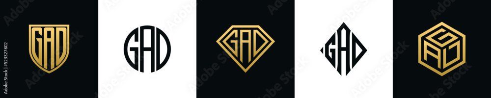 Initial letters GAD logo designs Bundle. This collection incorporated ...