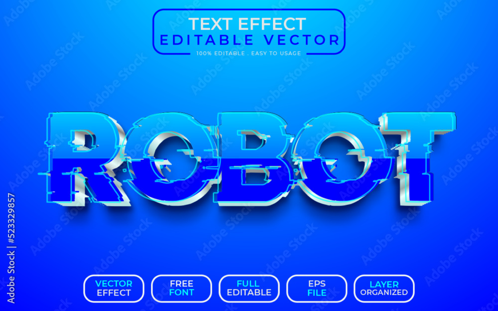 Robot 3D Text Style Editable text effect EPS File Stock Vector | Adobe ...