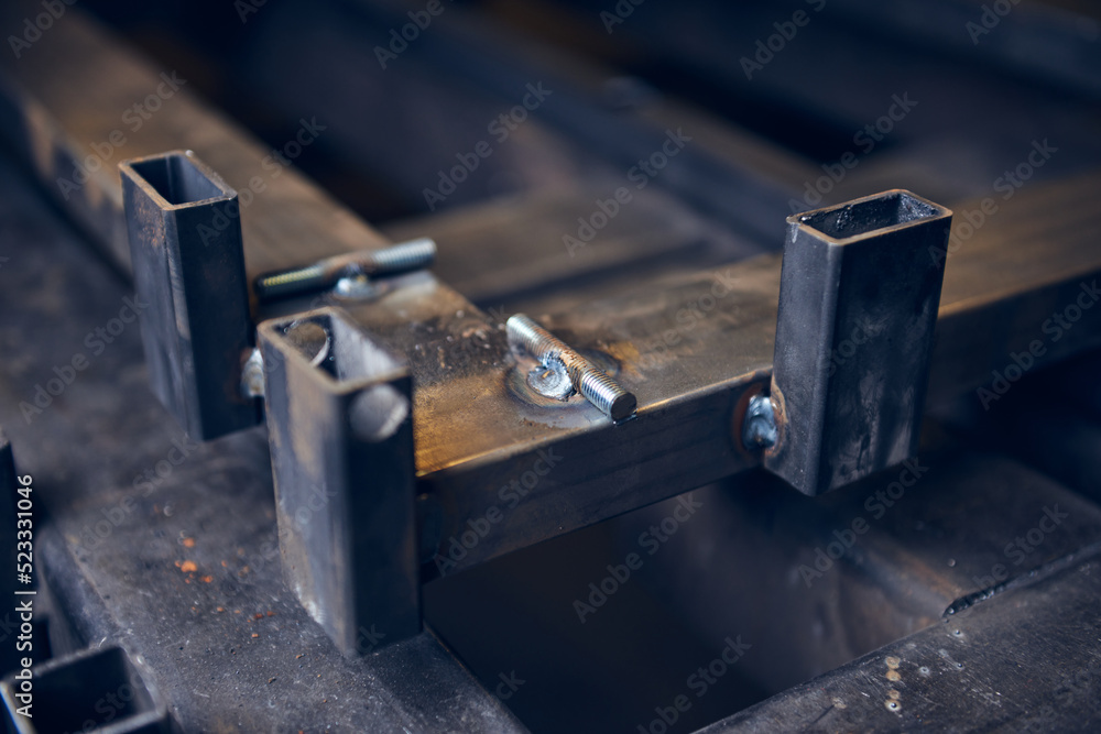 Industrial steel and metal works welded frame, welding iron and steel ...