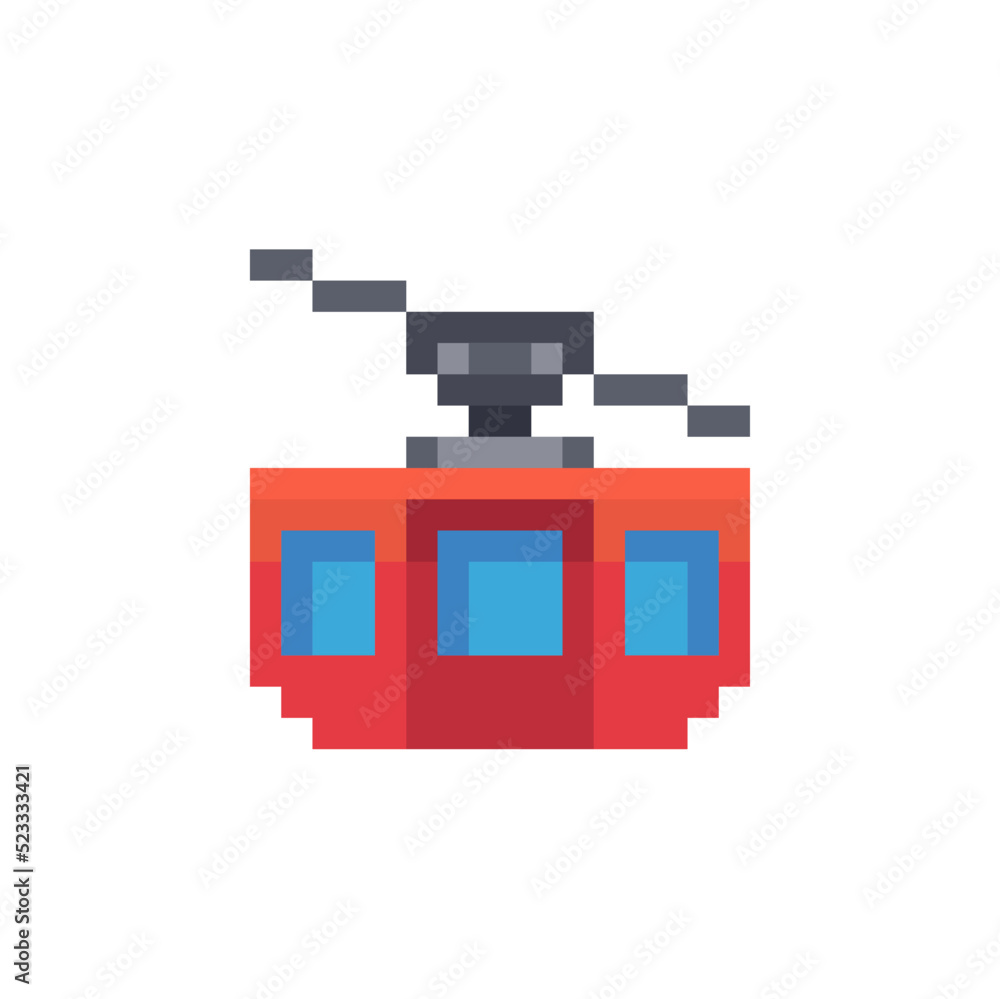 Vetor de Mountain Cableway pixel art 80s style icon isolated vector ...