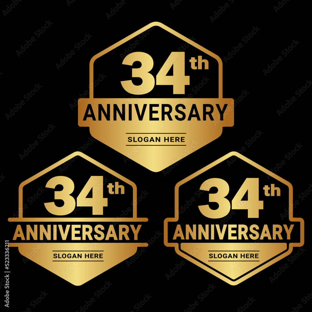 34 years anniversary celebration logotype. 34th anniversary logo ...