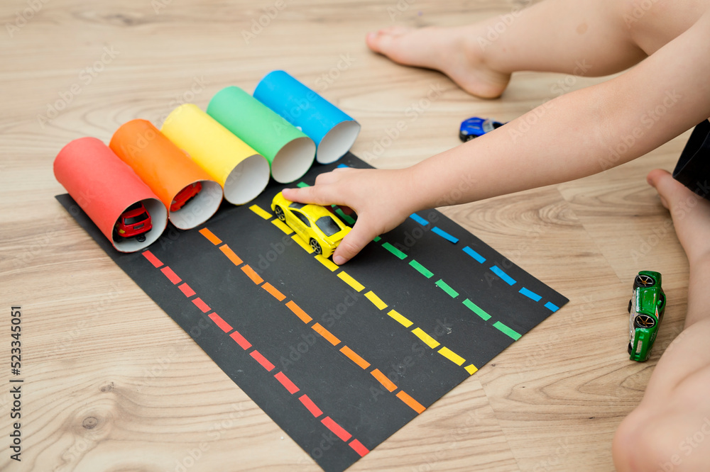 Speedway playground. 5 minute crafts. DIY toy. Boy sorting machines by ...