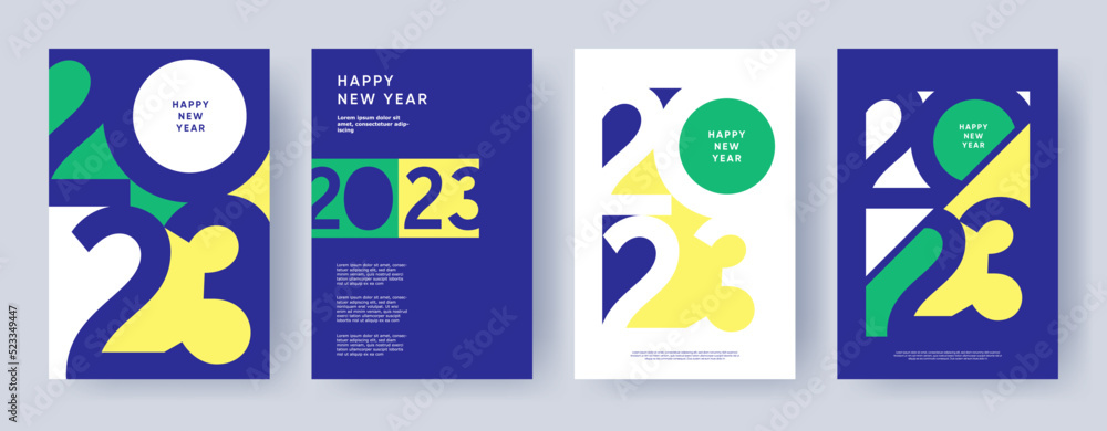 Creative concept of 2023 Happy New Year posters set. Design templates ...