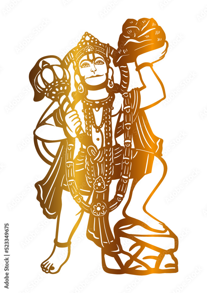 Standing Hanuman God vector art Stock Vector | Adobe Stock