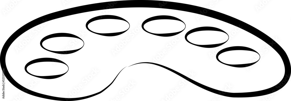 Sketch of art brush for drawing, isolated in white background simple ...