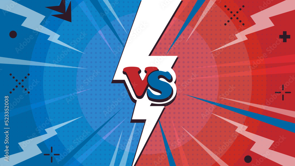 Cartoon comic background. Fight versus. Logo of versus. Letters VS on ...