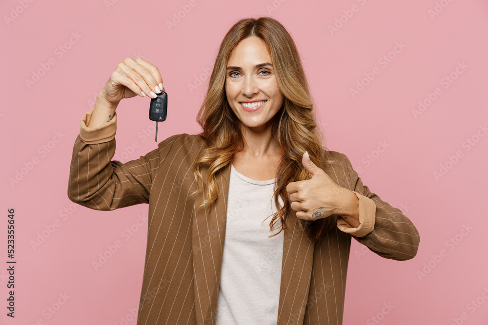 Young satisfied fun cool happy successful employee business woman 30s ...