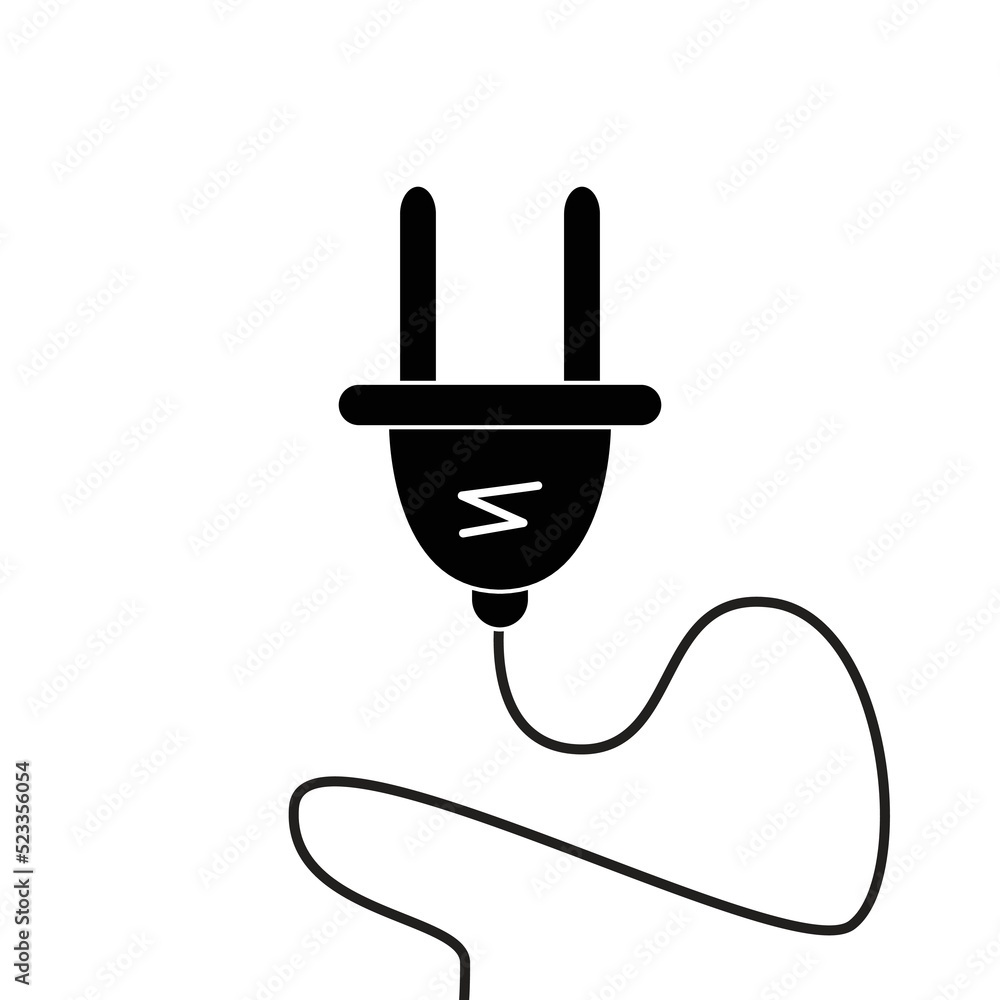 Electrical power plug cord icon symbol sign - vector illustration Stock ...