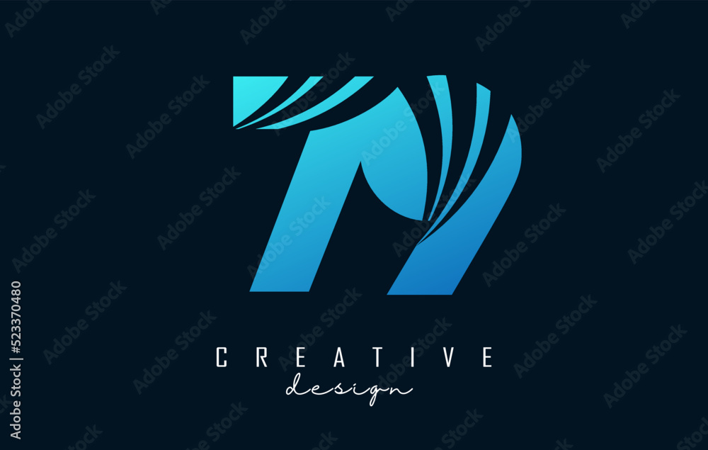Creative number 79 logo with leading lines and road concept design ...