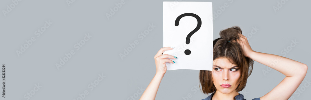 Thinking woman. Concept - challenging issue, looking for the answer ...