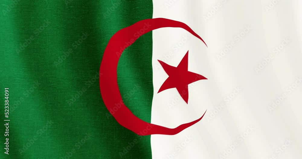 Algerian flag seamless loop animation. 4k animation background with ...