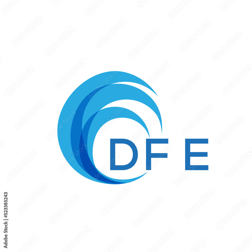 DFE letter logo. DFE blue image on white background. DFE Monogram logo ...