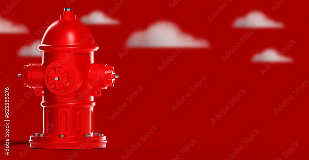 Fire hydrant. Fire safety design. Red hydrant against the background of ...