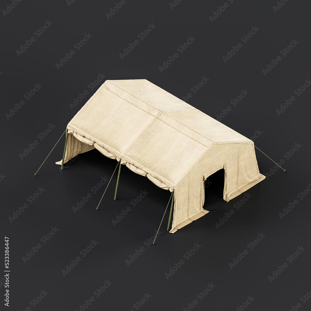 Isometric view Military tent and shelter, campsite for soldiers ...