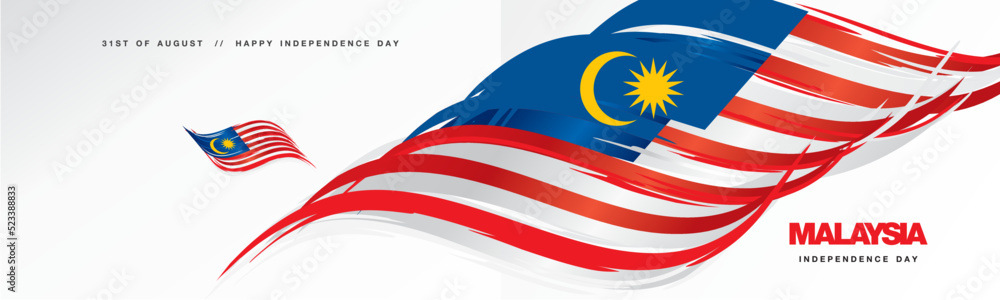 Malaysia Independence day, abstract hand drawn flag of Malaysia, two ...