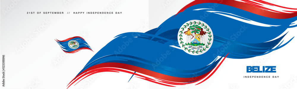 Belize Independence day, abstract hand drawn flag of Belize, two fold ...