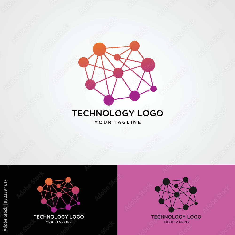 Brain technology logo template, Digital abstract logos for creative ...