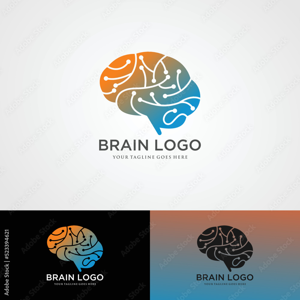 Brain technology logo template, Digital abstract logos for creative ...