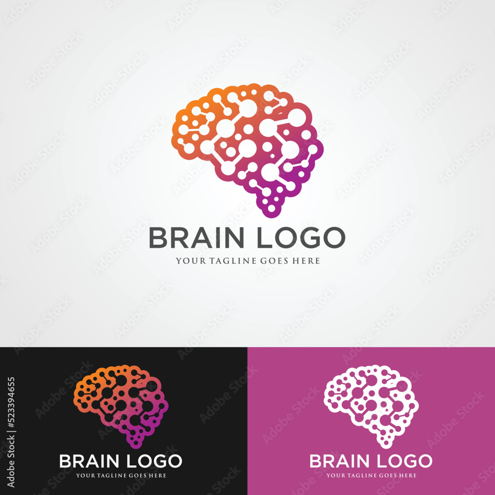 Brain technology logo template, Digital abstract logos for creative ...