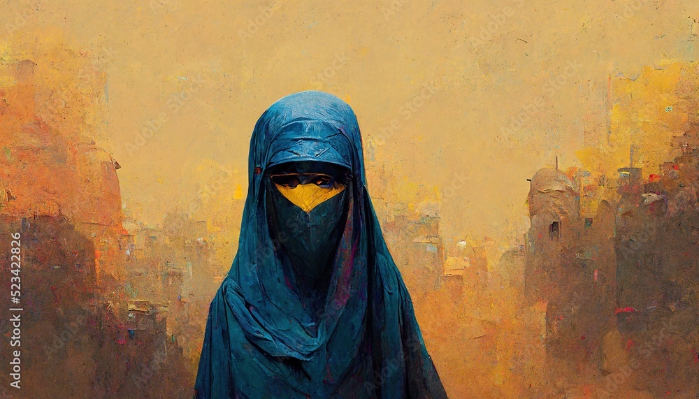 Muslim Women in a niqāb or niqaab also called a ruband, a garment that ...