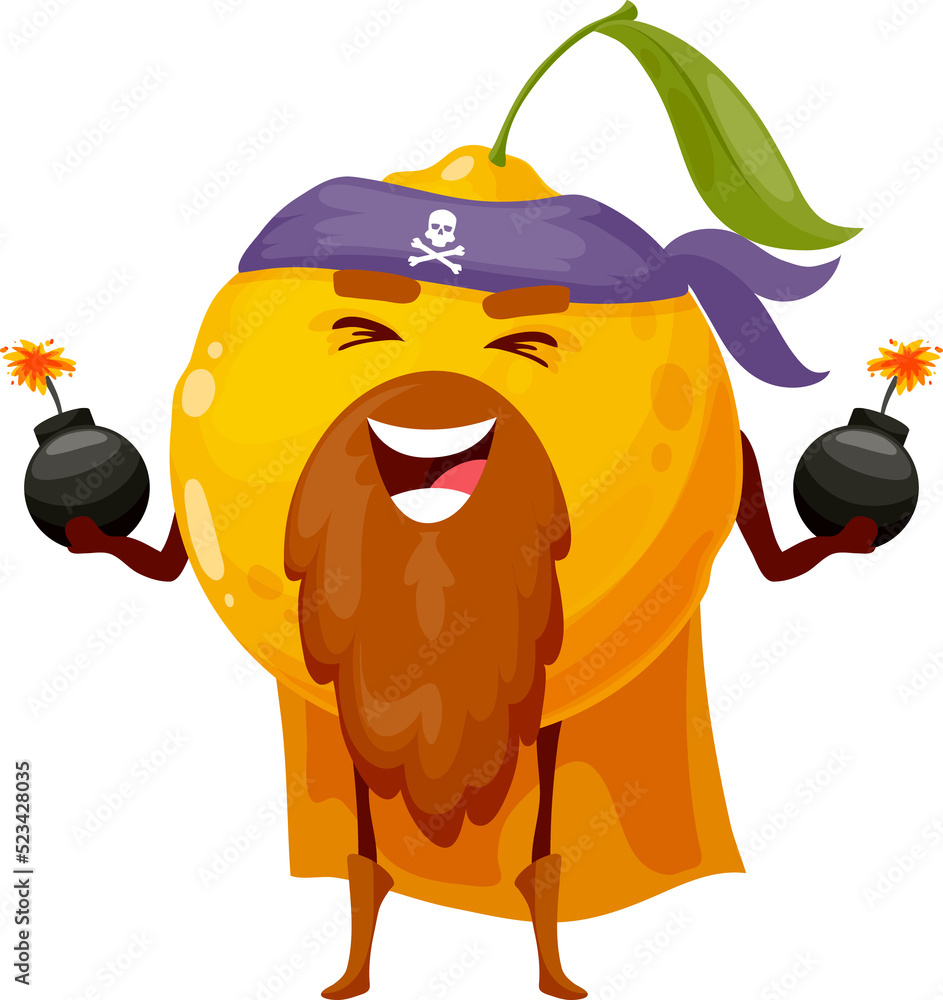Lemon citrus funny pirate emoticon with bombs Stock Illustration ...